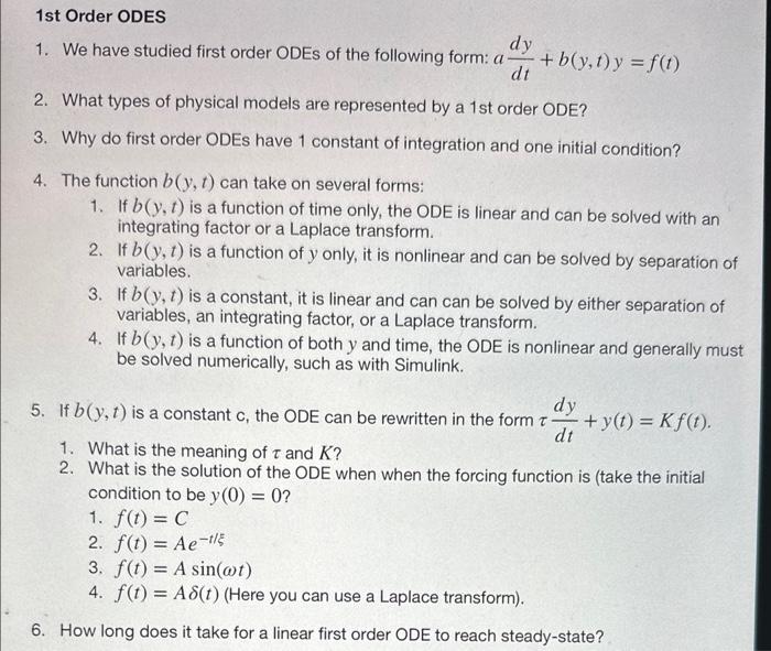 Solved 1. We have studied first order ODEs of the following | Chegg.com
