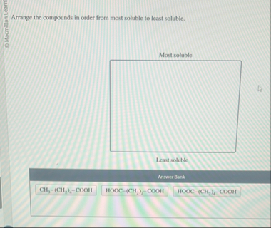 Solved Arrange the compounds in order from most soluble to | Chegg.com