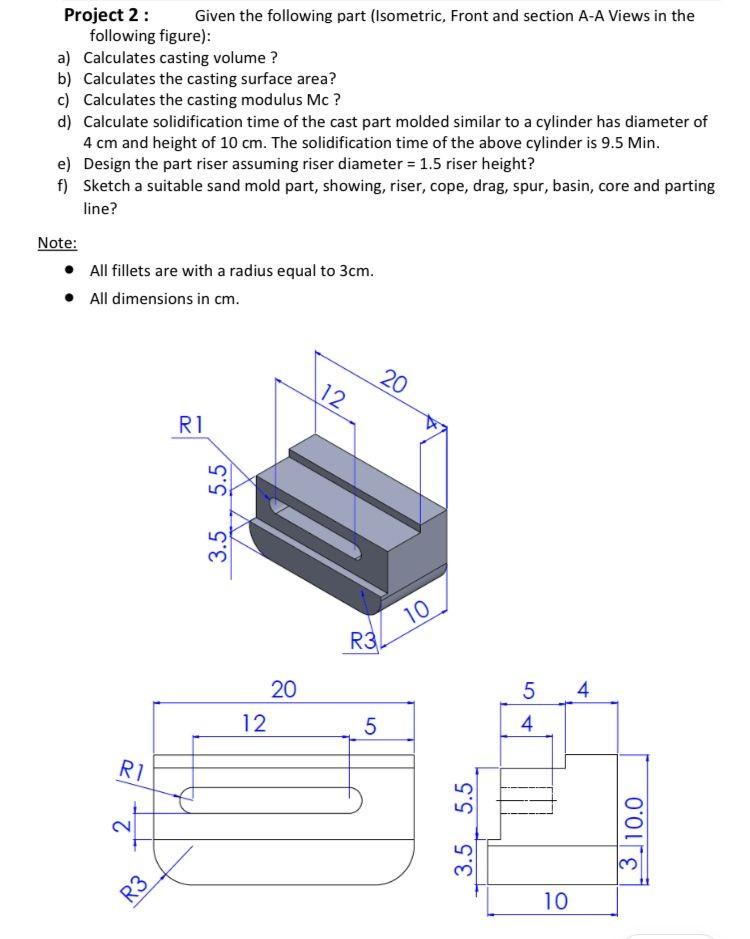 Solved Project 2: Given the following part (Isometric, Front | Chegg.com
