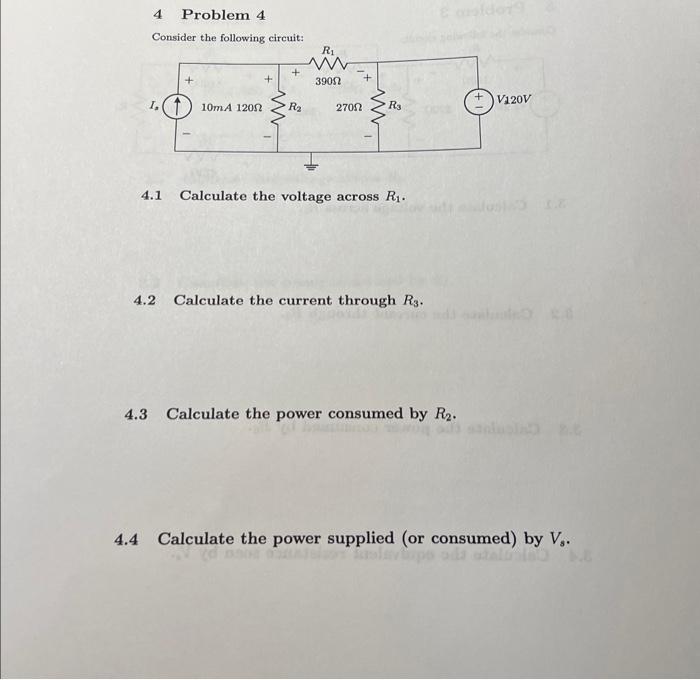 Solved Consider the following circuit: 4.1 Calculate the | Chegg.com