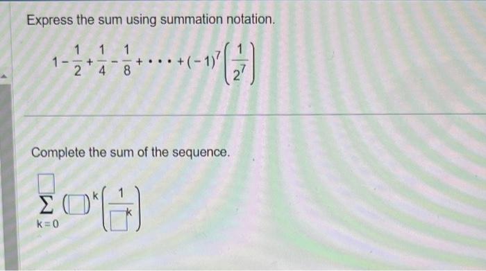Solved Express the sum using summation notation. | Chegg.com