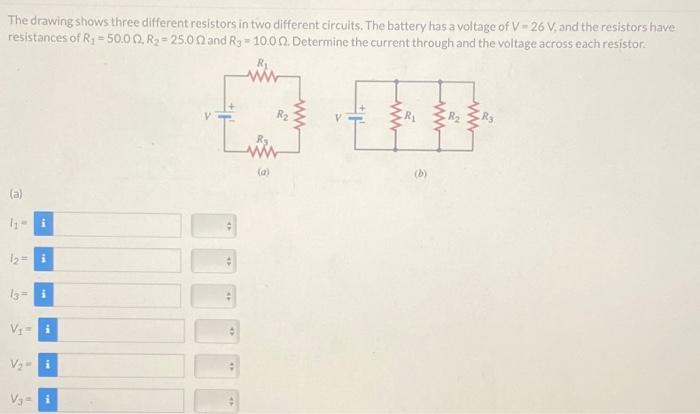 Solved The drawing shows three different resistors in two | Chegg.com