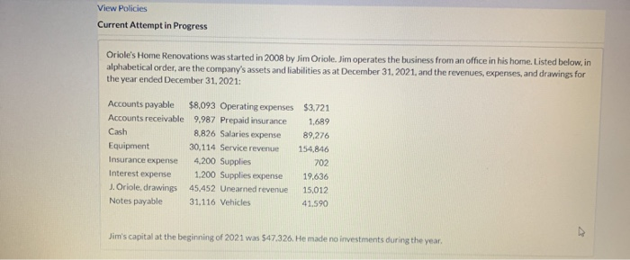 Solved View Policies Current Attempt in Progress Oriole's | Chegg.com