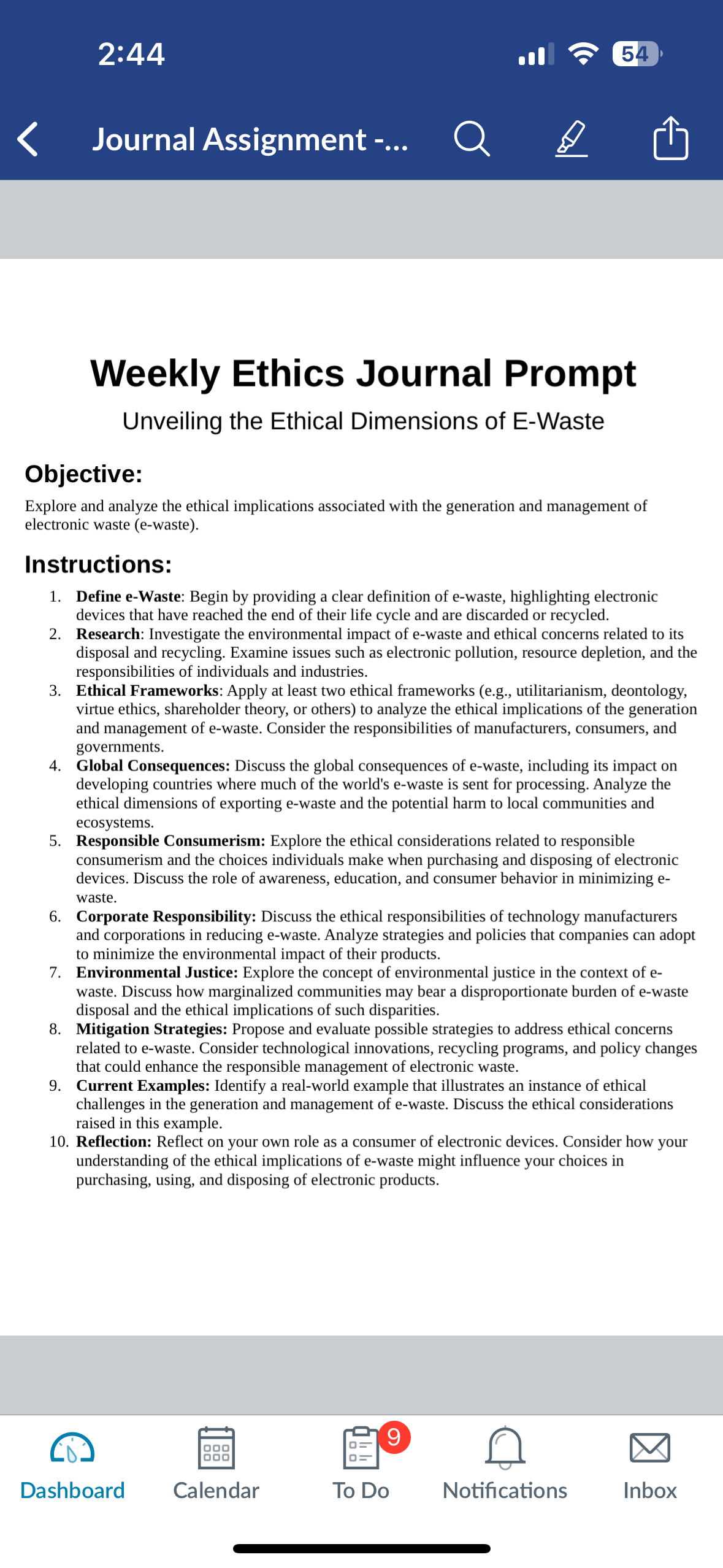 Solved 2:4454Journal Assignment -...Weekly Ethics Journal | Chegg.com