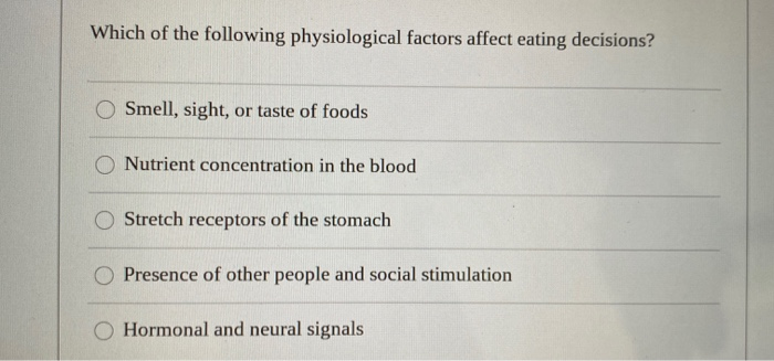 Solved Which of the following physiological factors affect | Chegg.com