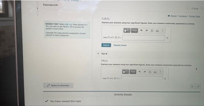 Eepress your andwers using feur significase figures. | Chegg.com