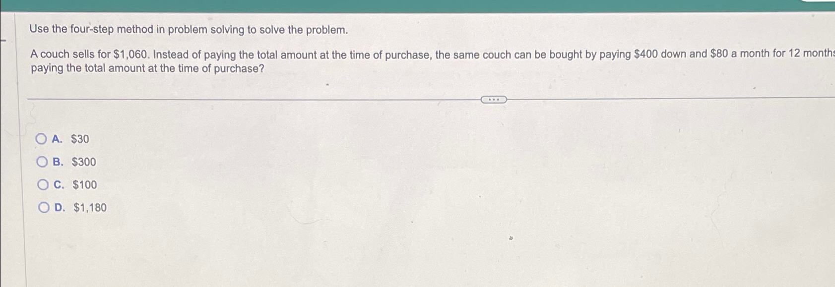 Solved Use the four-step method in problem solving to solve | Chegg.com
