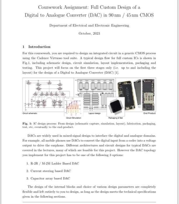 Solved Coursework Assignment: Full Custom Design of a | Chegg.com