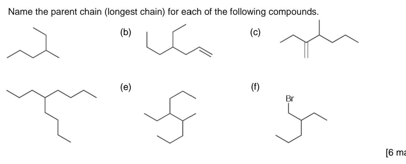 Solved Name the parent chain (longest chain) for each of the | Chegg.com