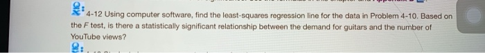 Solved 4-12 Using computer software, find the least-squares | Chegg.com