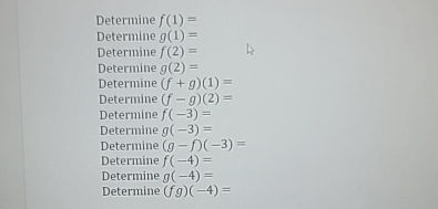 Determine f(1)=Determine g(1)=Determine | Chegg.com