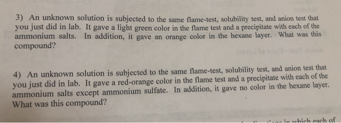 Solved 3) An unknown solution is subjected to the same | Chegg.com