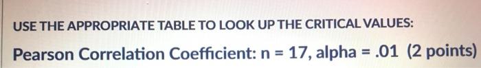 Solved USE THE APPROPRIATE TABLE TO LOOK UP THE CRITICAL | Chegg.com