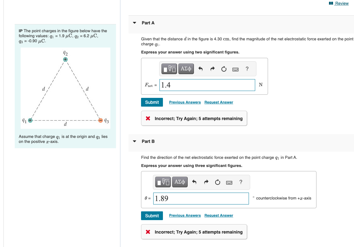 Solved Part AIP The point charges in the figure below have | Chegg.com