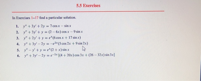 Solved 5.5 Exercises In Exercises 1-17 find a particular | Chegg.com