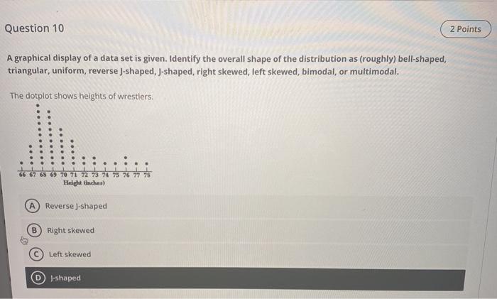 Solved Question 10 2 Points A graphical display of a data | Chegg.com