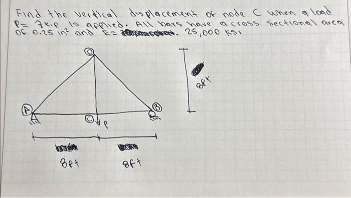 Solved Find the vertical displacement of node C when a load | Chegg.com