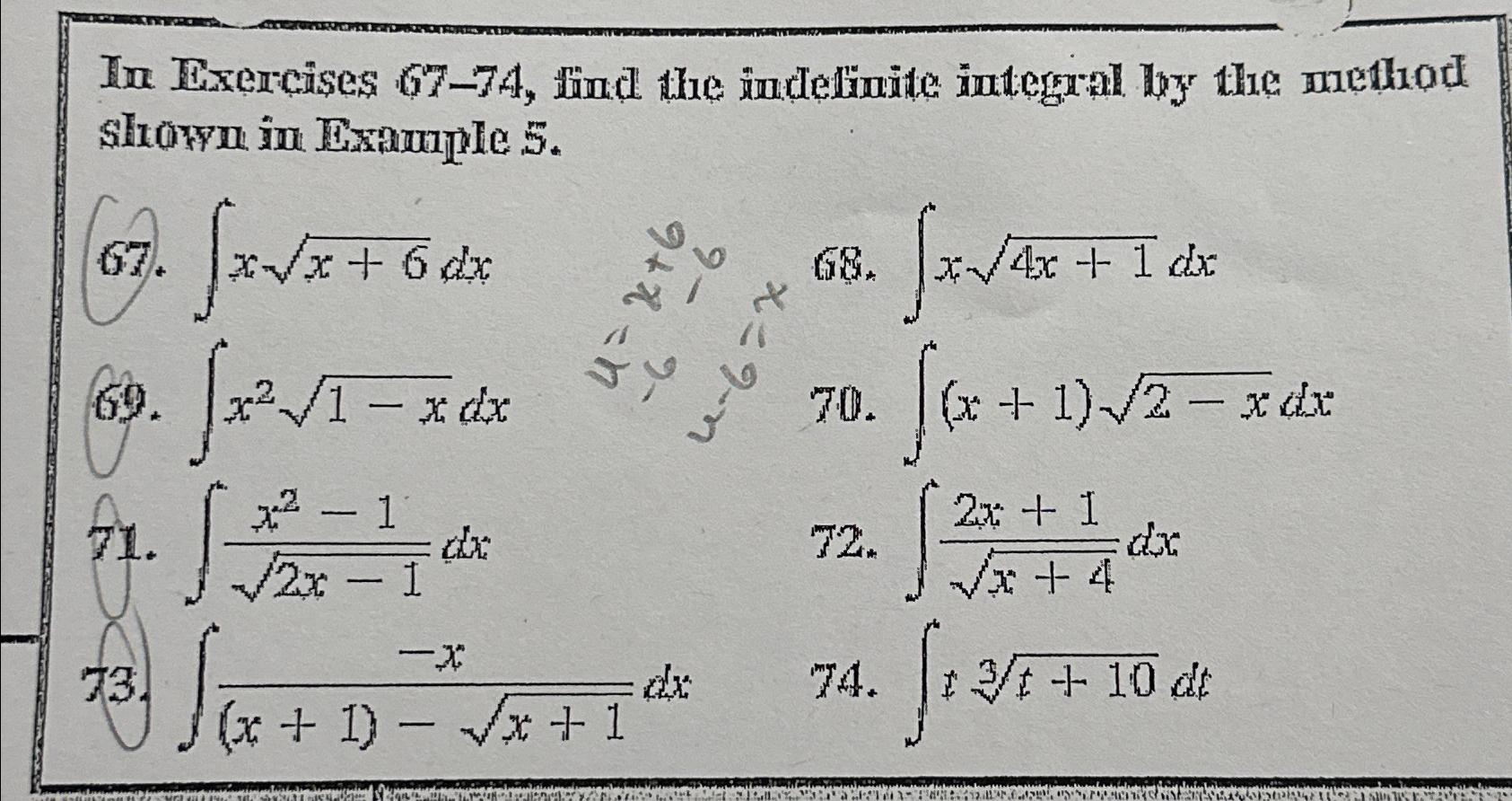 Solved In Exercises 67-74, thind the indelinite integral by | Chegg.com