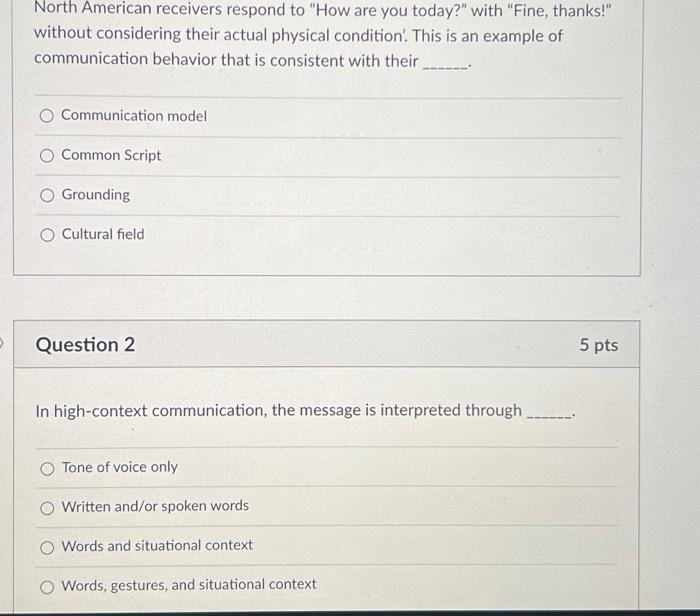 Solved North American receivers respond to "How are you | Chegg.com