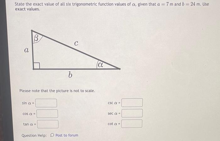 Solved State the exact value of all six trigonometric | Chegg.com