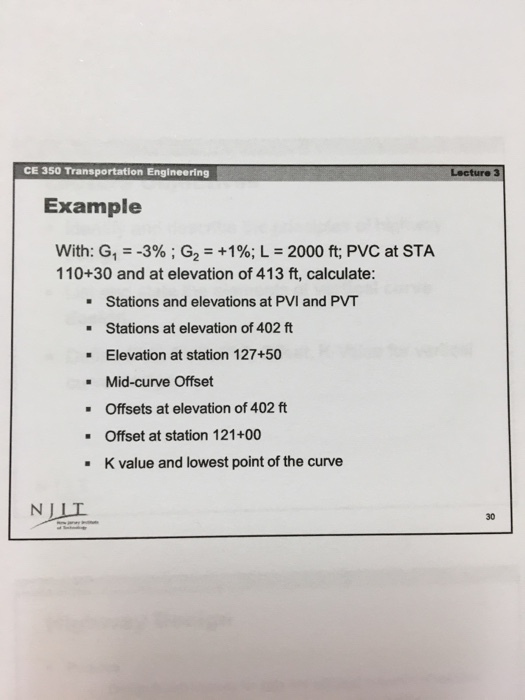 Solved CE 350 Transportation Engineering Lecture 3 Example | Chegg.com