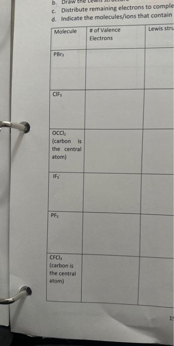 Solved Date Name Lewis Structures, Electron Geometry, | Chegg.com