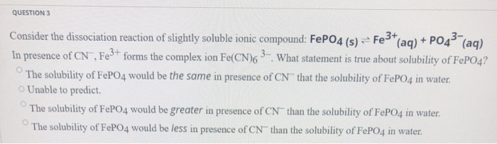 Solved QUESTION 3 Consider the dissociation reaction of | Chegg.com