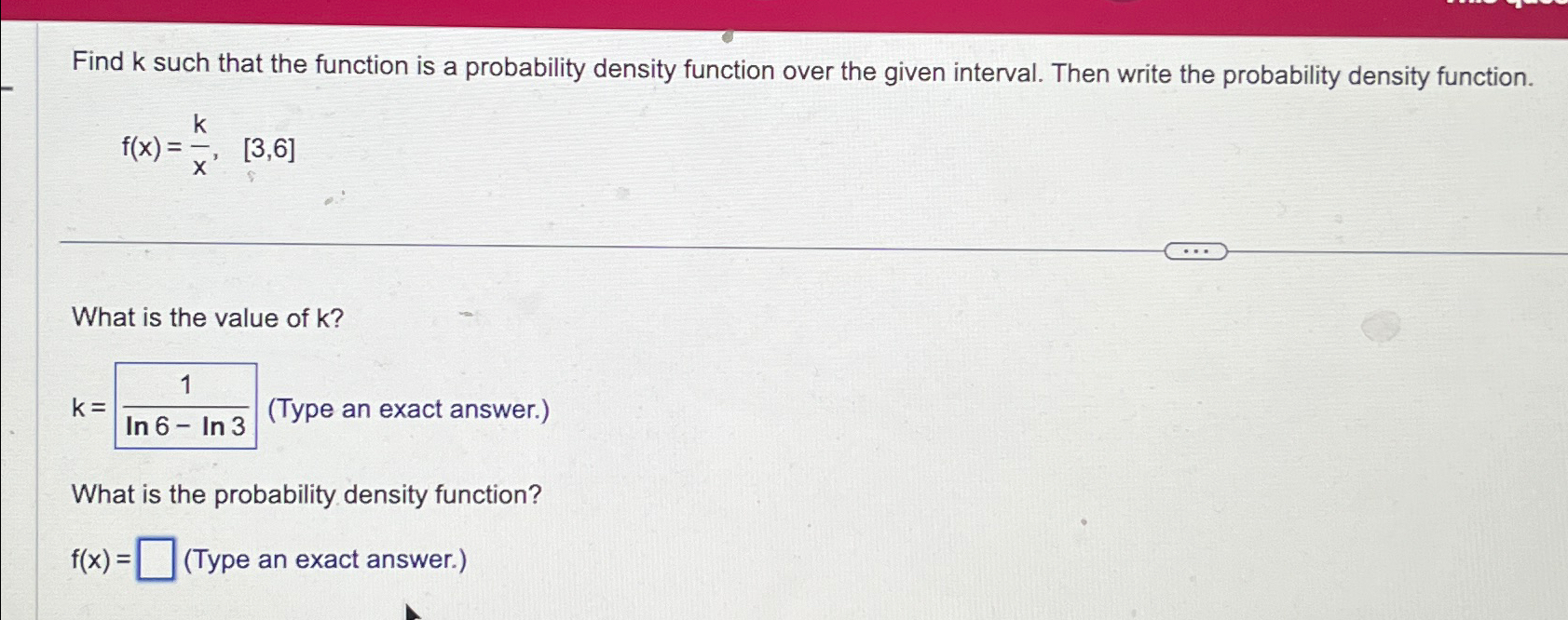 Solved Find k ﻿such that the function is a probability | Chegg.com