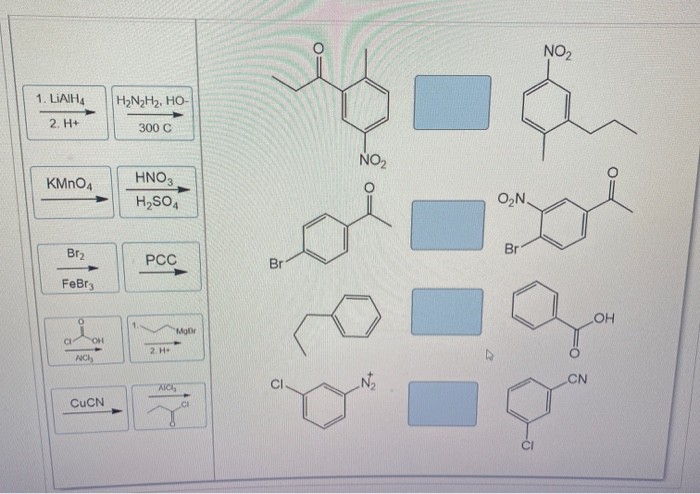Solved NO2 1. LAIH4 H2N2H2, HO 2. H+ 300 C NO2 KMnO4 HNO3 | Chegg.com