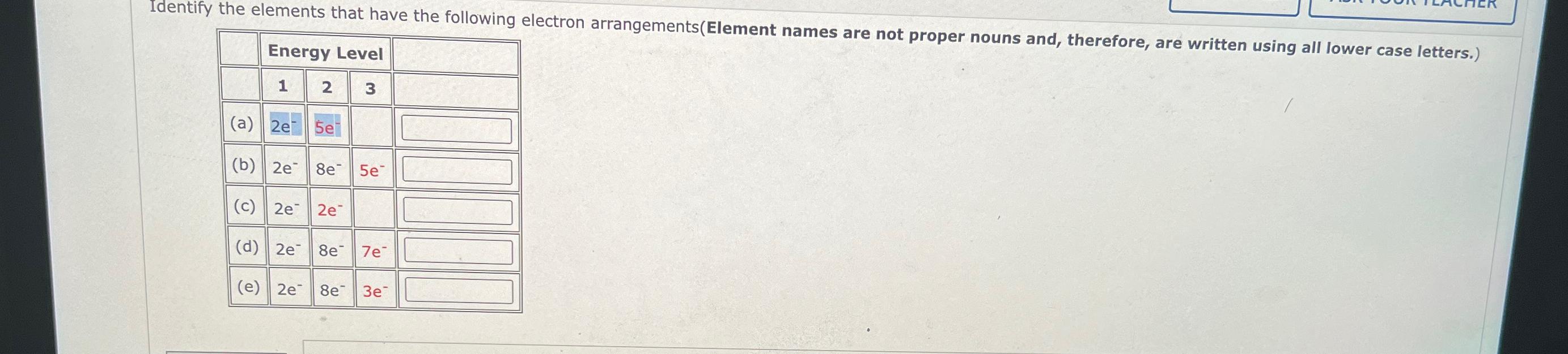 Solved Identify the elements that have the following | Chegg.com