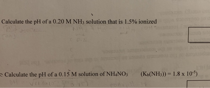 Solved Calculate the pH of a 0.20 M NH3 solution that is | Chegg.com