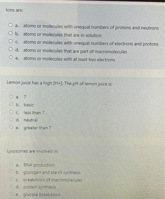 Solved lons are: a. atoms or molecules with unequal numbers | Chegg.com