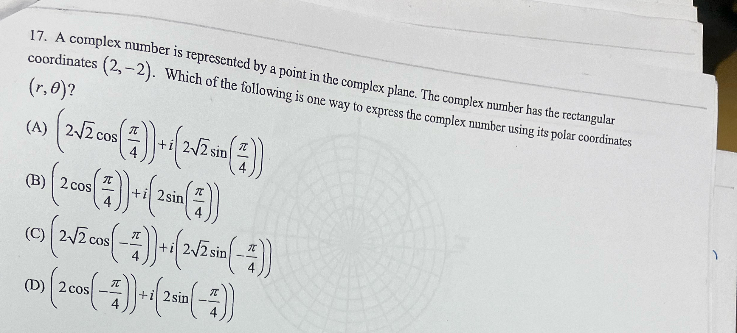 Solved A complex number is represented by a point in the | Chegg.com