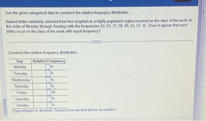 Solved Use the given categorical data to construct the | Chegg.com
