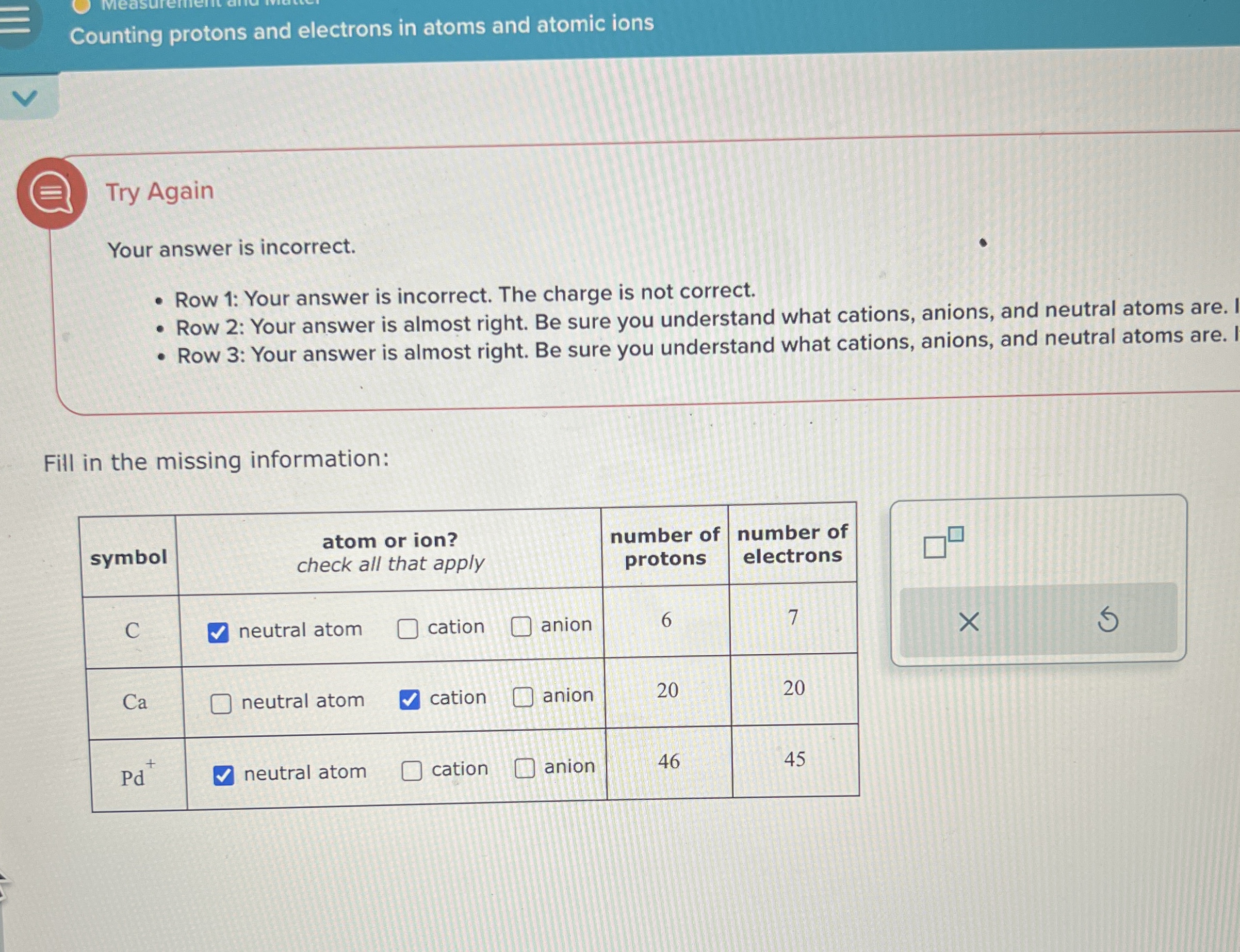 Solved Counting protons and electrons in atoms and atomic | Chegg.com