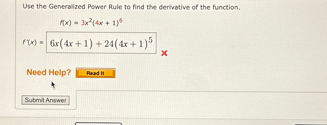 Solved Use the Generalized Power Rule to find the derivative | Chegg.com