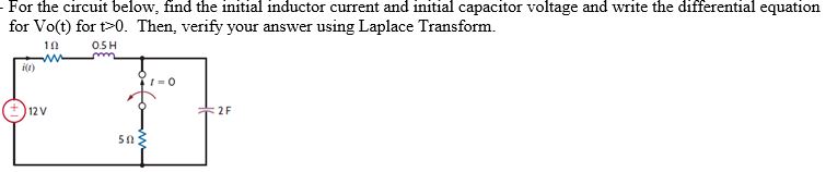 Solved For the circuit below, find the initial inductor | Chegg.com