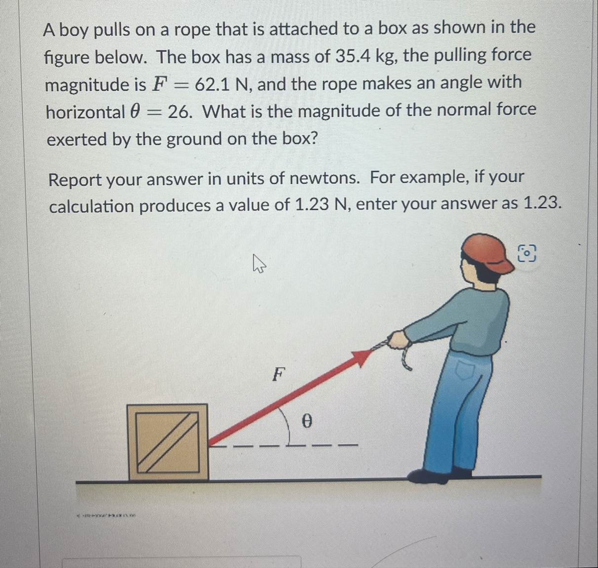 Solved A boy pulls on a rope that is attached to a box as | Chegg.com