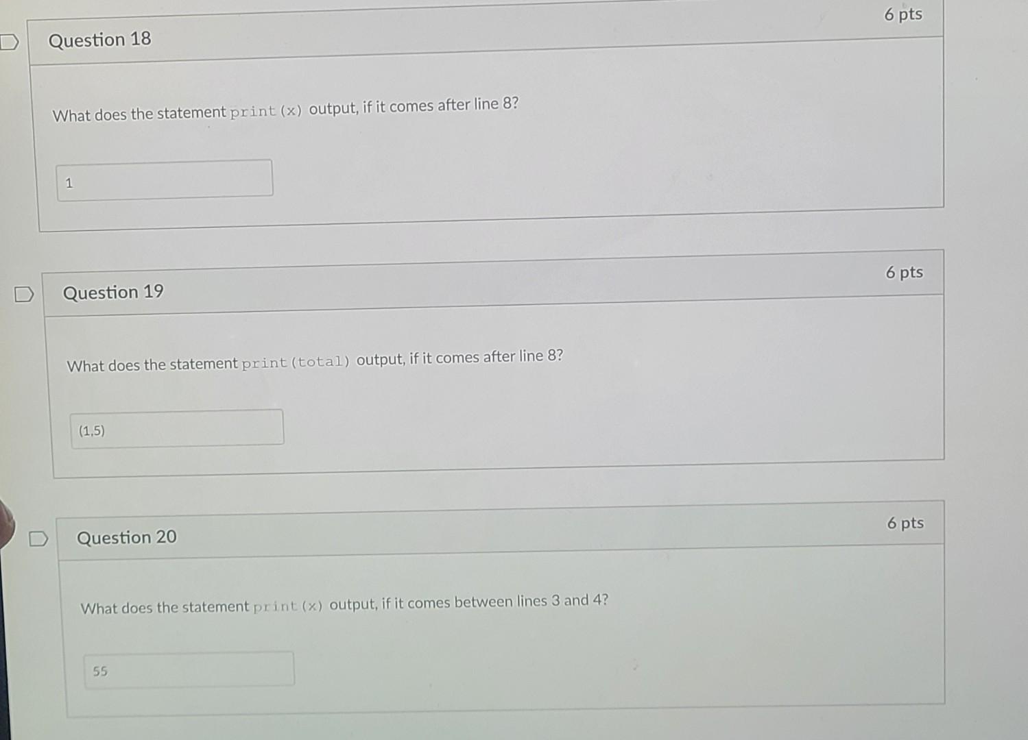 Solved Examine the following code, then answer the following | Chegg.com
