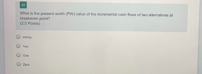 Solved 28 What is the present worth (PW) value of the | Chegg.com