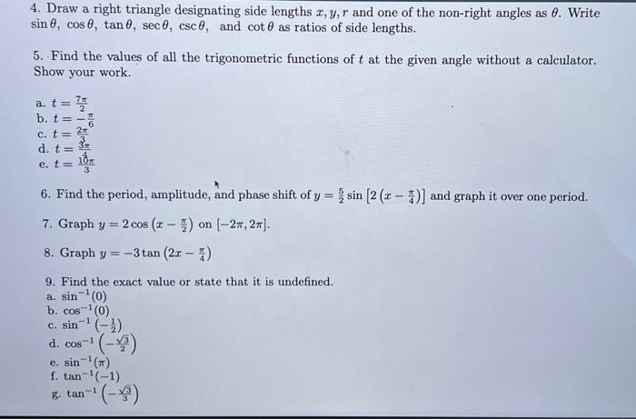Solved 4. Draw a right triangle designating side lengths | Chegg.com Solved 4. Draw a right triangle designating side lengths | Chegg.com