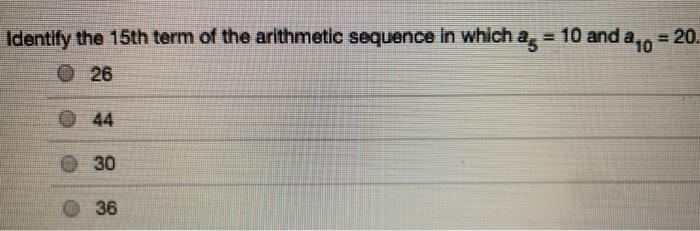 Solved Identify the 15th term of the arithmetic sequence in | Chegg.com