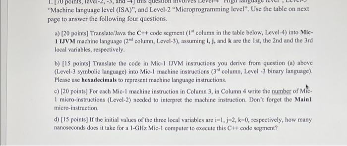 Solved 1.170 points, level-2, -3, "Machine language level | Chegg.com