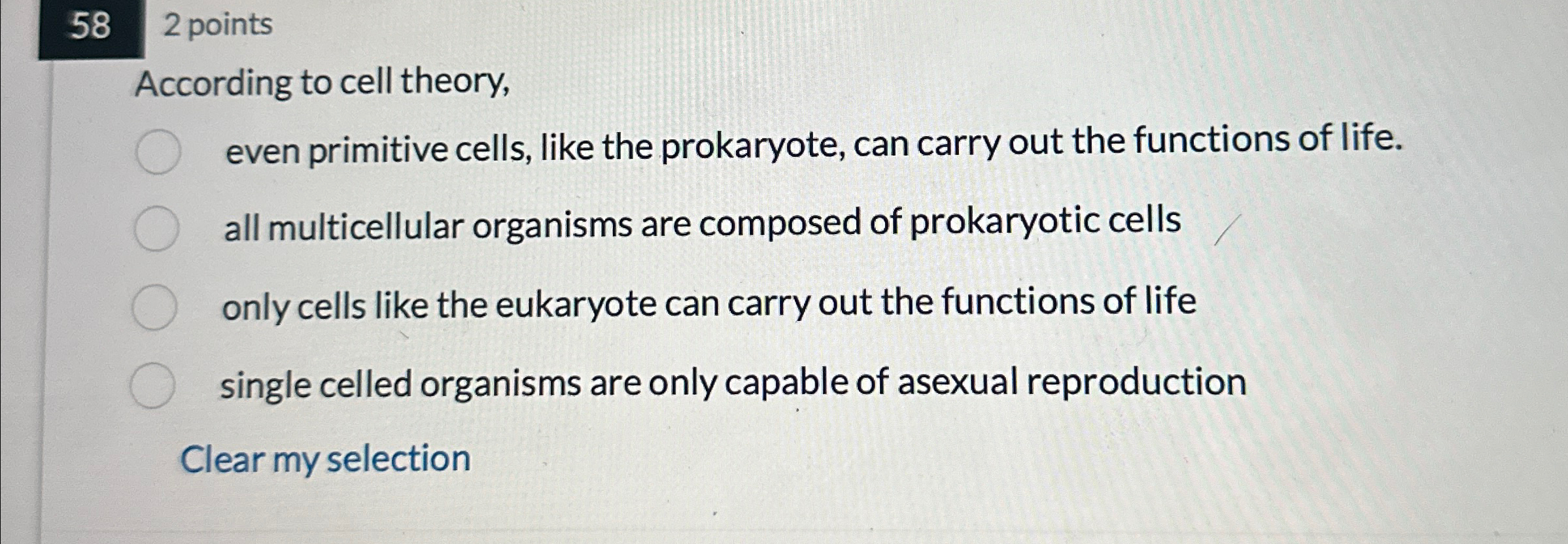 Solved 582 ﻿pointsAccording to cell theory,even primitive | Chegg.com