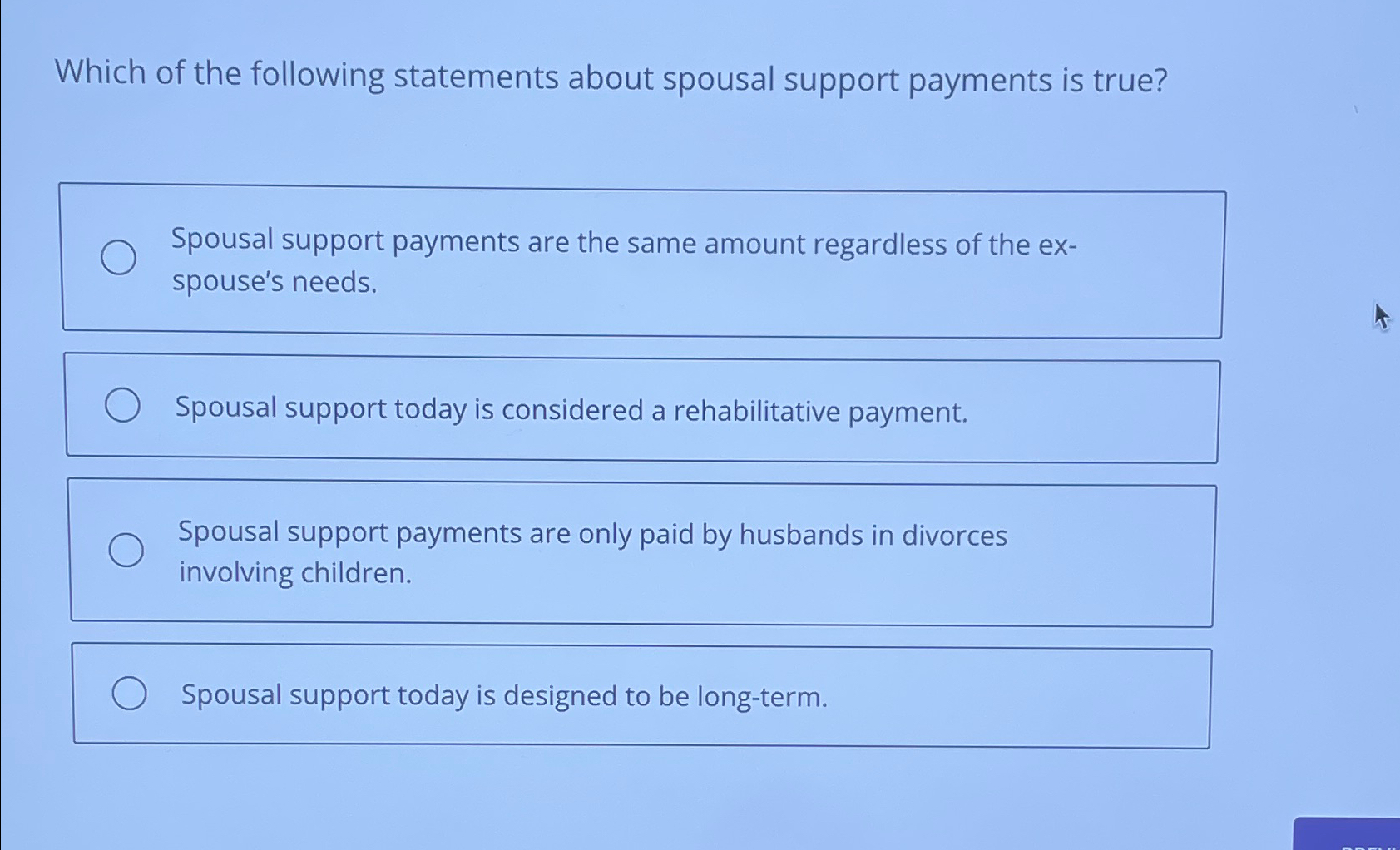 Which of the following statements about spousal | Chegg.com