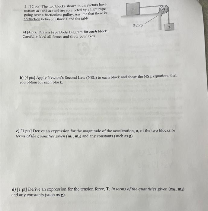 Solved 2. [12 pts] The two blocks shown in the picture have | Chegg.com