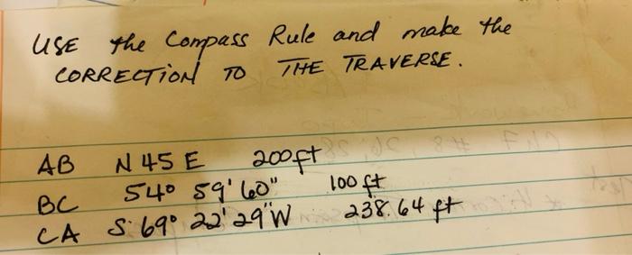 Solved USE the Compass Rule and make the CORRECTION TO THE | Chegg.com