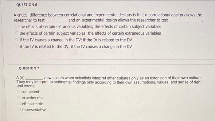 Solved A critical difference between correlational and | Chegg.com
