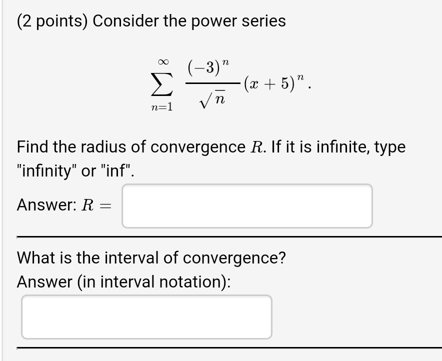 Solved (2 ﻿points) ﻿Consider the power | Chegg.com