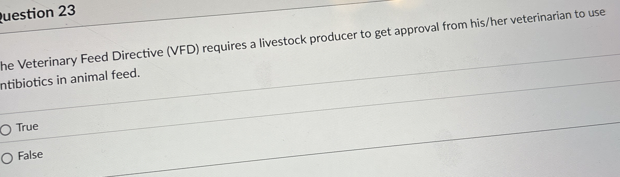 High Quality SOLUTION uestion 23he Veterinary Feed Directive (VFD ...